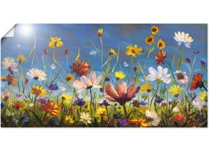 4062144594643 - Wandbild ARTLAND Wildblumenwiese blauer Himmel Bilder Gr B H 40 cm x 20 cm Poster Blumenwiese Querformat 1 St bunt Kunstdrucke als Alubild Leinwandbild Wandaufkleber oder Poster in versch Größen