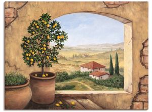 4055327151665 - Wandbild ARTLAND Fenster in der Toskana Bilder Gr B H 40 cm x 30 cm Leinwandbild Fensterblick 1 St beige (naturfarben) Bild Poster Bilder als Alubild Leinwandbild Wandaufkleber oder in versch Größen