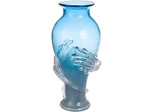 4063387470039 - Tischvase CASABLANCA BY GILDE Vase Wave blau blau B23cm H50cm T23cm Ø23cm Glas Vasen