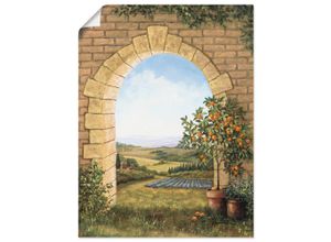 4055327287548 - Wandbild ARTLAND Orangenbaum vor dem Torbogen Bilder Gr B H 30 cm x 40 cm Poster Fensterblick 1 St braun Bild Poster Bilder als Alubild Leinwandbild Wandaufkleber oder in versch Größen