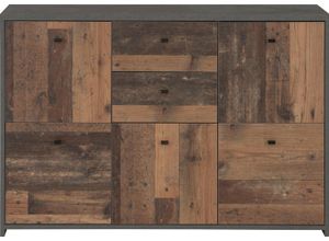 5904767891169 - Kommode CHEST grau (betonoptik dunkelgrau old wood vintage) B1141cm H775cm T296cm Dekorfolie FSC-zertifizierter Holzwerkstoff Kunststoff Metall Sideboards Breite ca 114 cm
