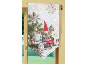 4056751194921 - Scheibengardine HOME WOHNIDEEN WEIHNACHTSWICHTEL Gardinen rot Bistrogardine Fertiggardine Gardine Plissee Sonnenschutz-Plissee nach Räumen HxB 100x60