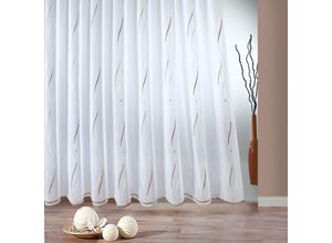 4005385146318 - Gardine WECKBRODT VIVIEN Gardinen Gr 145 cm Smokband 300 cm weiß (caramel weiß) Gardinenstore Smokband Gardine Store halbtransparent Voile echte Stickerei Allover gebogt