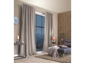 4056751473569 - Vorhang HOME BASICS ESKIMO Gr 1 beige (natur) B135cm H145cm Polyester Gardinen Thermostoff Uni ESKIMO