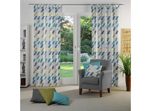 4004567227357 - Vorhang WIRTH Bray Gr 1 blau B132cm H145cm Jacquard Baumwolle Polyester Gardinen