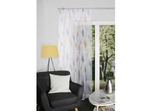 4056751437493 - Vorhang HOME WOHNIDEEN PAOLO Gr 1 gelb B140cm H145cm Voile Polyester Gardinen Kräuselbandschal bedruckt