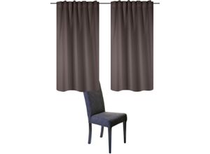 4056751474061 - Vorhang HOME BASICS BLACKY Gr 1 grau (stein) B140cm H145cm Polyester Gardinen 2er Pack Kombibandschal BLACKY Uni