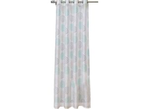 4016478094621 - Vorhang KUTTI Bella Gardinen Gr 145 cm Ösen 135 cm blau (weiß beige türkis) Landhaus Gardinen Gardine Gardine halbtransparent Ausbrenner bedruckt Baumwolle-Polyester