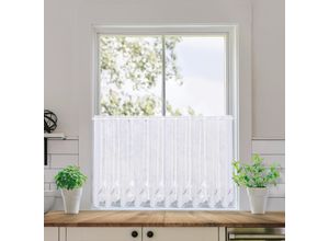 4007863711797 - Scheibengardine Clara nach Maß Gr 1 grau (weiß grau) B80cm H30cm Polyester Gardinen SB-Bistro Clara nach Maß maßgenaue Anfertigung