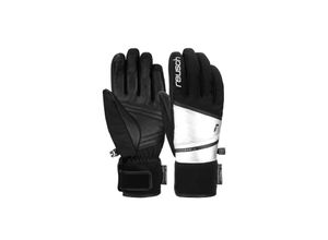 4060485347645 - Skihandschuhe REUSCH Tessa STORMBLOXX™ Damen Gr 75 silber (schwarz silberfarben) 65% Polyester 30% Ziegenleder 5% Elasthan mehrfarbig Feminin Handschuhe aus wasserdichtem und atmungsaktivem Material