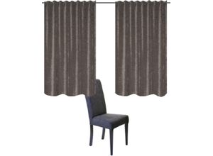 4056751475495 - Vorhang HOME BASICS WOLLY Gr 1 grau (stein) B135cm H145cm Polyester Gardinen 2er Pack Thermochenille Uni WOLLY
