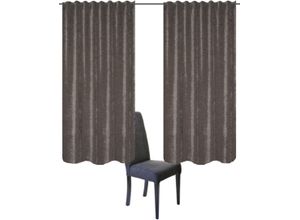 4056751475525 - Vorhang HOME BASICS WOLLY Gr 2 grau (stein) B135cm H160cm Polyester Gardinen 2er Pack Thermochenille Uni WOLLY