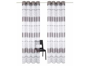 6920192991525 - Gardine MY HOME Napala Gr 4 grau B140cm H245cm Voile Polyester Gardinen Vorhang 2-er Set Fertiggardine transparent Querstreifen
