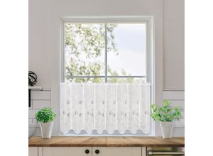 4007863711698 - Scheibengardine Dajana Gr 2 grau (weiß anthrazit) B80cm H70cm Polyester Gardinen SB-Bistro Dajana nach Maß maßgenaue Anfertigu