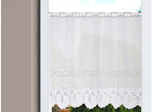 4056751441971 - Scheibengardine HOME WOHNIDEEN LEONORA Gr 2 weiß B100cm H100cm Wirkware Polyester Gardinen Scheibengardine Jacquard fein LEONORA