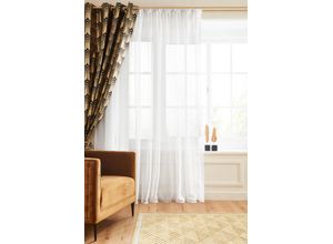 4004567268220 - Gardine GUIDO MARIA KRETSCHMER HOME&LIVING Lynn Gardinen Gr 95 cm Multifunktionsband 300 cm goldfarben (weiß goldfarben) Fertiggardine Gardine Gardinenstore Schlafzimmergardinen halbtransparent metallisierte Effektfäden