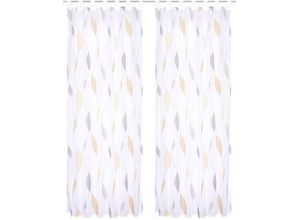 4056751474900 - Vorhang HOME WOHNIDEEN PAOLO Gr 1 gelb B140cm H145cm Voile Polyester Gardinen 2er Pack Schlaufenschal PAOLO bedruckt