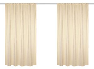 4056751475471 - Vorhang HOME BASICS WOLLY Gr 1 beige (creme) B135cm H145cm Polyester Gardinen 2er Pack Thermochenille Uni WOLLY