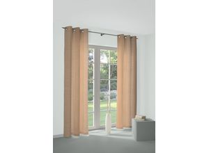 4004567510923 - Vorhang WIRTH Niederau Gr 1 rot (apricot) Gardinen 145cm Ösen 132cm Polyacryl Polyester B132cm H145cm