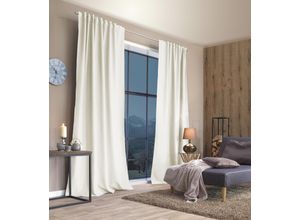 4056751473538 - Vorhang HOME BASICS ESKIMO Gr 2 weiß (wollweiß) B135cm H175cm Polyester Gardinen Thermostoff Uni ESKIMO
