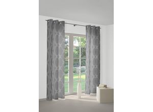 4004567055332 - Vorhang WIRTH Lahstedt Gr 1 grau B135cm H145cm Jacquard Polyacryl Polyester Gardinen
