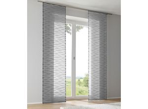 4016478106539 - Schiebegardine KUTTI Enya Gr 1 grau B60cm H145cm Ausbrenner Baumwolle Polyester Gardinen Ausbrenner Welle transparent uni