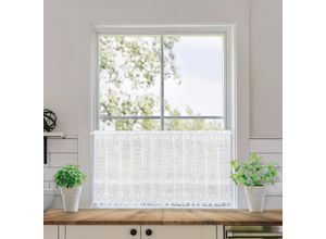 4007863711421 - Scheibengardine Genia nach Ma0 Gr 1 weiß B80cm H52cm Jacquard Polyester Gardinen SB-Bistro Genia maßgenaue Anfertigung