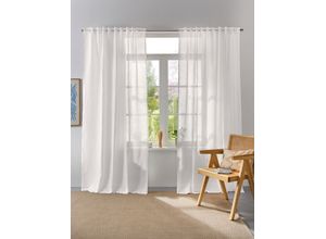 4068222337317 - Vorhang Linsdorf Gr 2 weiß (wollweiß) B140cm H225cm Polyester HOME AFFAIRE COLLECTION Gardinen Leinenstruktur halbtransparent