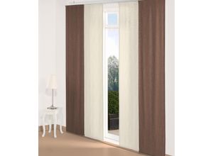 4004567170929 - Schiebegardine WIRTH Riccia Gardinen Gr 145 cm Klettband 60 cm beige (creme goldfarben) Schiebegardinen blickdicht Gardine inkl Beschwerungsstange