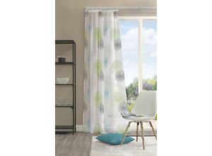 4056751473347 - Vorhang HOME WOHNIDEEN RAWLINS Gr 1 grün B140cm H145cm Voile Polyester Gardinen Zugbandschal RAWLINS bedruckt