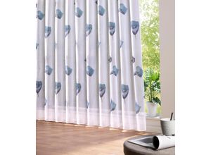 4005385834895 - Gardine WECKBRODT Calla Gr 2 blau (blau weiß) B250cm H245cm Polyester Gardinen Voile bedruckt floral geblümt halbtransparent Beschwerungsband