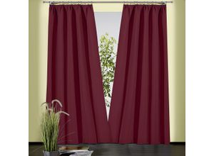 4005385822021 - Vorhang WECKBRODT Sento Gardinen Gr 150 cm Kräuselband 135 cm rot (bordeaux) Kräuselband Gardine Gardine blickdicht Baumwolle matte Struktur unifarben