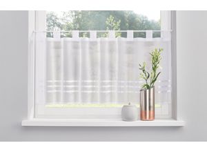 6920192977697 - Scheibengardine MY HOME Kira Gr 1 weiß B90cm H30cm Voile Polyester Gardinen mit einseitig aufgenähten Satinbändern Querstreifen