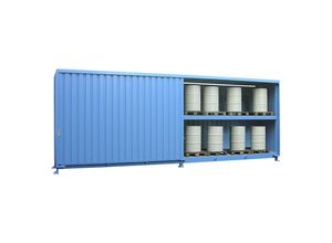 4260696923946 - Gefahrstoff-Regalcontainer zur passiven Lagerung HxBxT 3080 x 8100 x 1530 mm Kapazität 48 x 200-l-Fässer