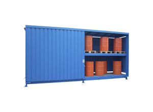 4260696923922 - Gefahrstoff-Regalcontainer zur passiven Lagerung HxBxT 3080 x 6180 x 1530 mm Kapazität 32 x 200-l-Fässer