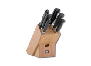 4009839274374 - Messerblock **** Vier Sterne  Braun Schwarz  Holz Metall  7-teilig  Bambus  Kochen Küchenmesser Messersets