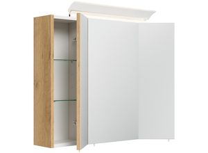 4251982674291 - Spiegelschrank 75cm inkl Design LED-Lampe und Glasböden weiss hochglanz