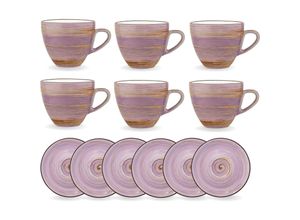 8682455436805 - SPIRAL Tassen mit Untertassen 6er-Set 300 ml – Elegantes Porzellan-Tassenset