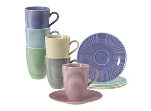 4262517044519 - Henkelbecher mit Untertassen Beat Color Glaze 350 ml 6er Set