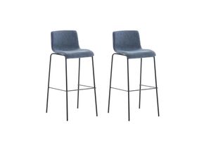 0710144662803 - 2er Set Barhocker Hope 4-Fuß Gestell schwarz Stoff Blau