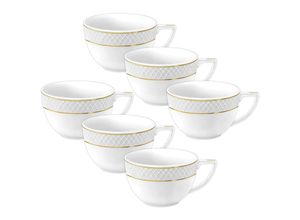 8682455437048 - Teetassen & Kaffeetassen 6er Set - 500 ml - Kaffeebecher aus Porzellan mit Goldmuster