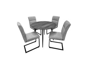 4255701927538 - Sitzgruppe Liron Tisch und 4 Schwingstühle Grau