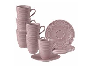 4262517044502 - Henkelbecher mit Untertassen Beat Color Glaze 350 ml 6er Set