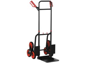 4250871291205 - Treppensteiger höhenverstellbar schwarz rot 45 x 60 x 109 cm (BxTxH) Transportkarre Sackkarre Stapelkarre Transportmittel