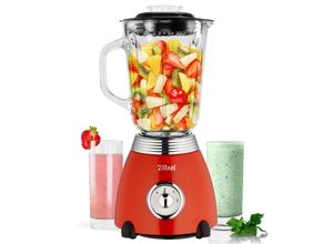 8682744807057 - Retro Standmixer mit 15L Glasbehälter Edelstahlklinge 500 Watt rot