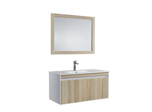 4255701930637 - Badmöbel Set Waschtisch Spiegel Hängeschrank