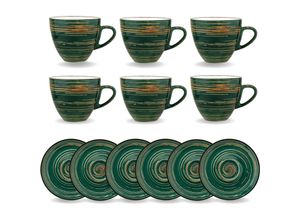 8682455436652 - SPIRAL Tassen mit Untertassen 110 ml 6er-Set Porzellan Modernes Design