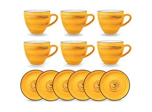 8682455436560 - SPIRAL Tassen-Set mit Untertassen 190 ml 6er Set Porzellan Modernes Design