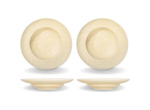 8682455436034 - Tiefes Sandstein-Teller-Set 255 cm 350 ml 2er-Set beige – SANDSTONE Kollektion WILMAX