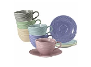 4262517044441 - Teetassen mit Untertassen Beat Color Glaze 140 ml 6er Set